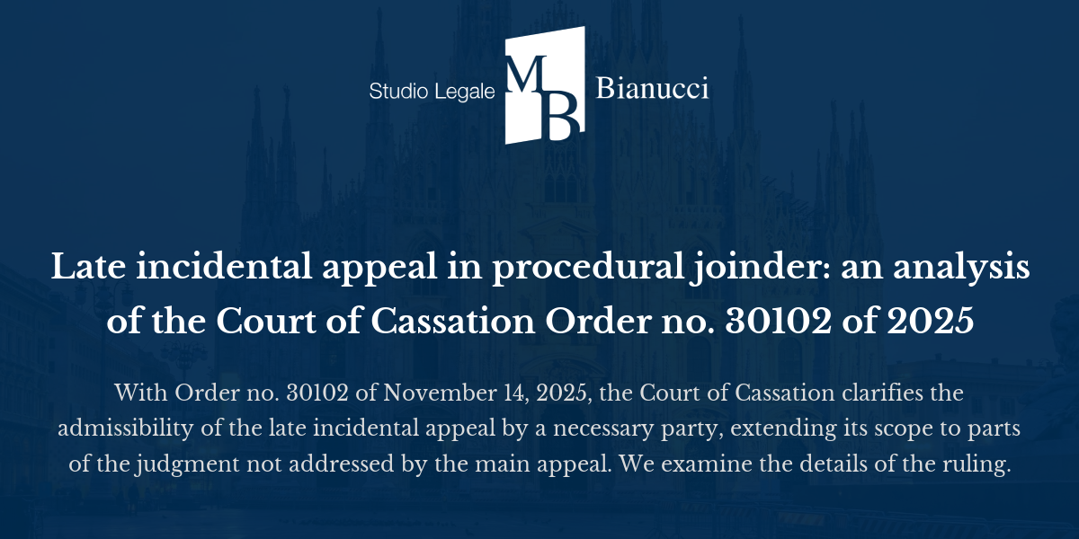 Late incidental appeal in procedural joinder: an analysis of the Court ...
