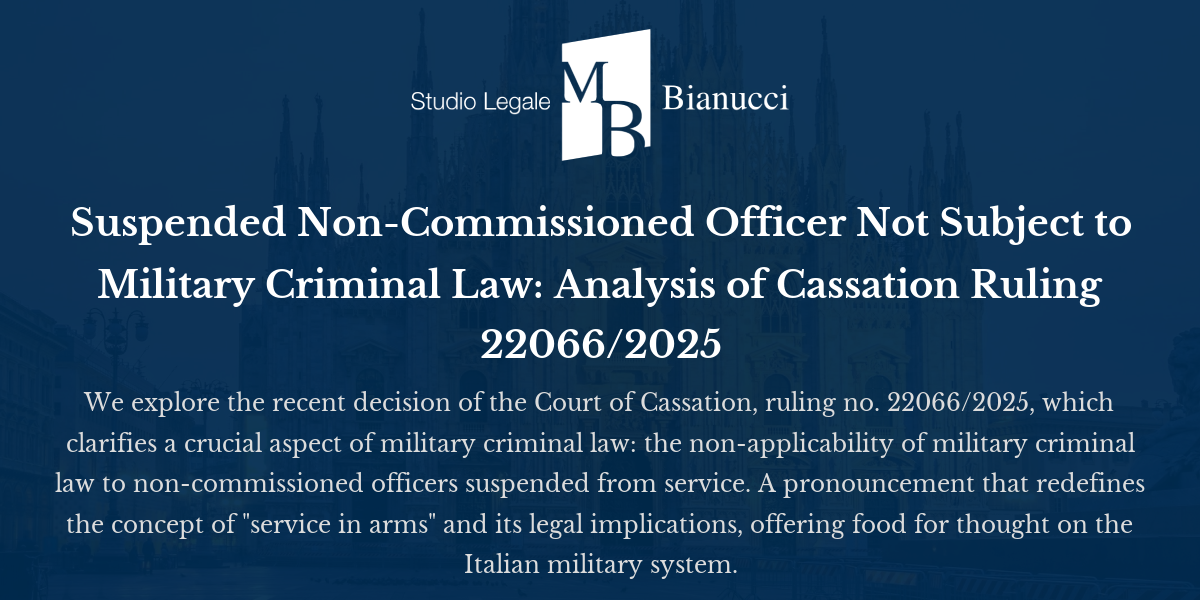 Suspended Non-Commissioned Officer Not Subject to Military Criminal Law ...