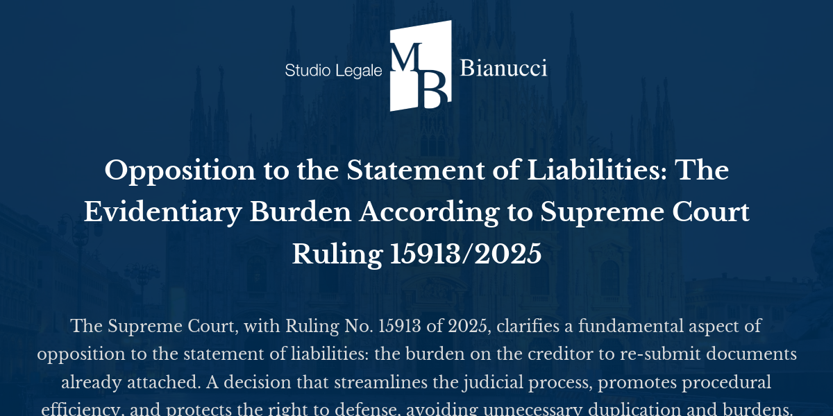 Opposition to the Statement of Liabilities: The Evidentiary Burden ...