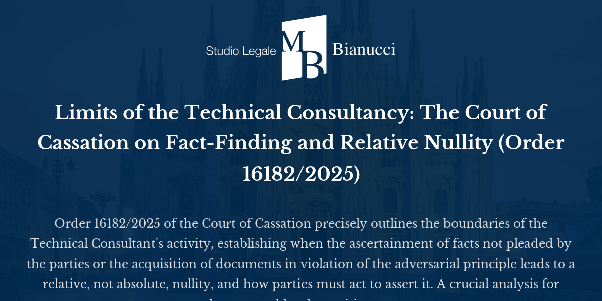 Limits of the Technical Consultancy: The Court of Cassation on Fact ...
