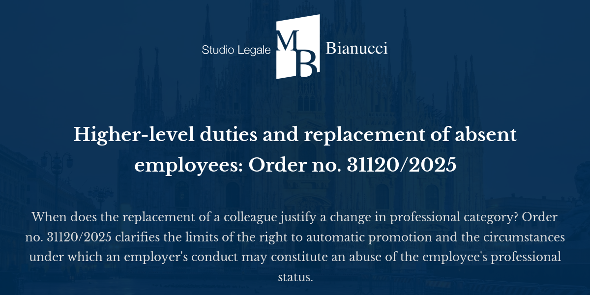 Higher-level duties and replacement of absent employees: Order no ...